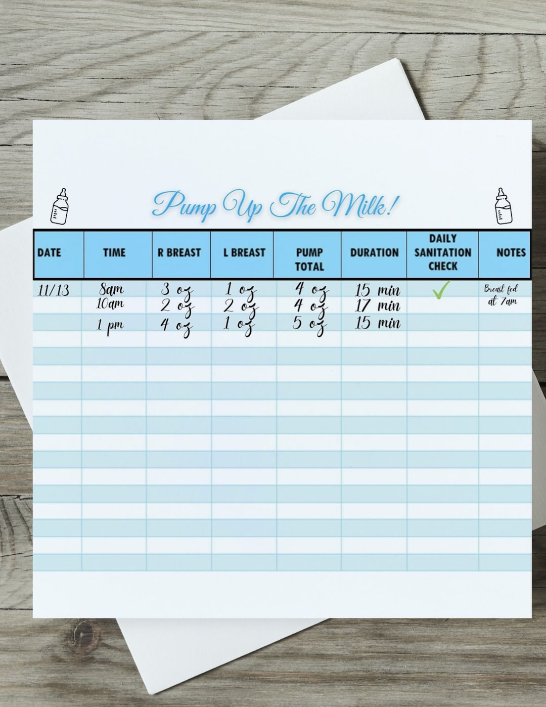 Pumping Log Chart, Printable Download, Track Pumping Sessions, Breast ...