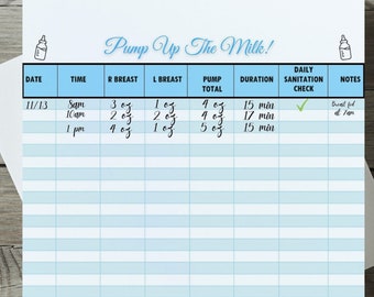 Pumping Log Chart, Pump, Printable Download, Track Pumping Sessions ...