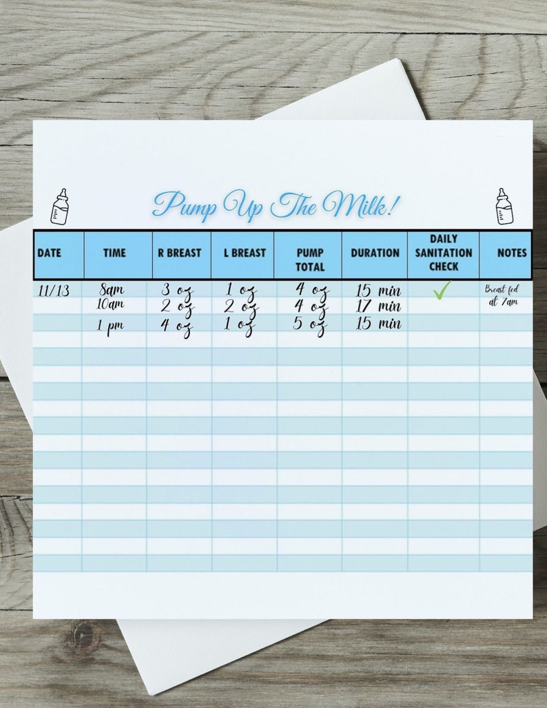 Pumping Log Chart, Printable Download, Track Pumping Sessions, Breast ...