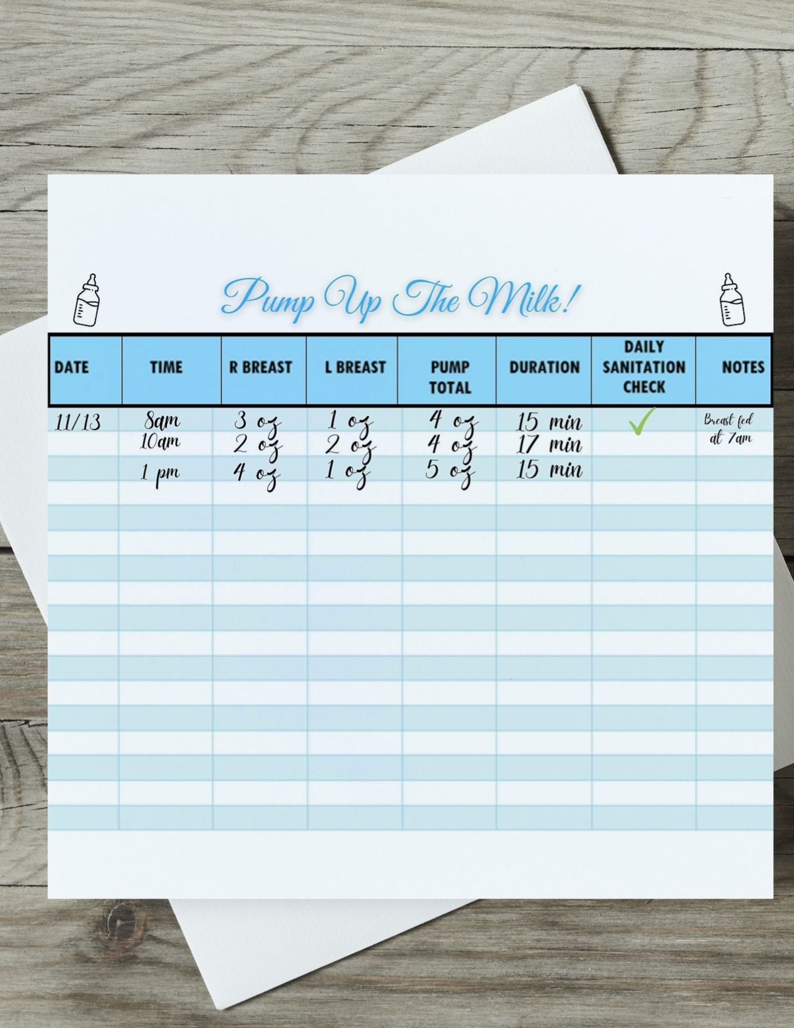 Pumping Log Chart, Printable Download, Track Pumping Sessions, Breast ...