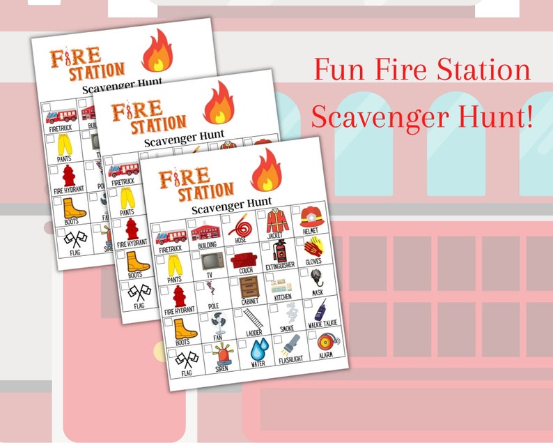 Printable Scavenger Hunt, Fire Scavenger Hunt, Fire Station Scavenger ...