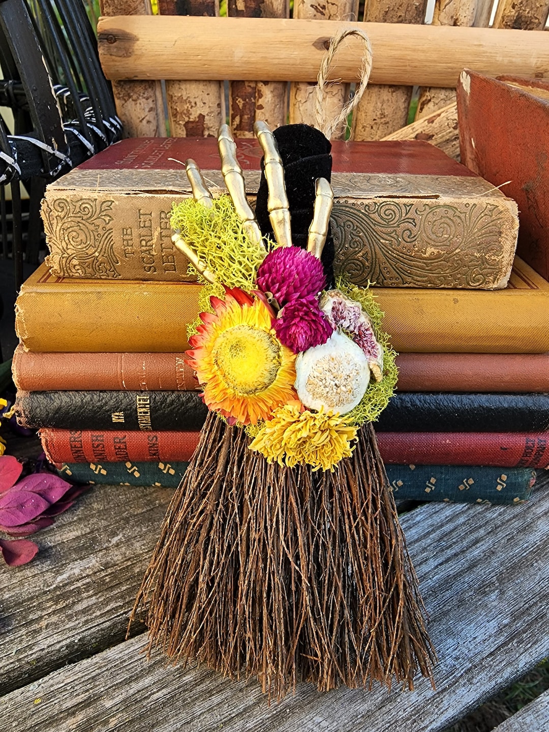 Floral Besom Witch Broom, Witchcore Room Decor, Whimsigoth Decor, Dried ...