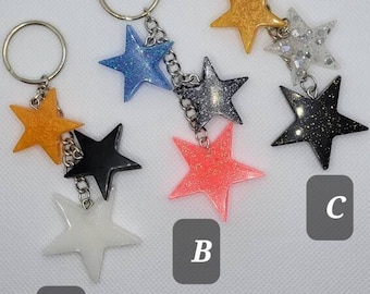 Black & Gold Star Resin Keychain - Etsy