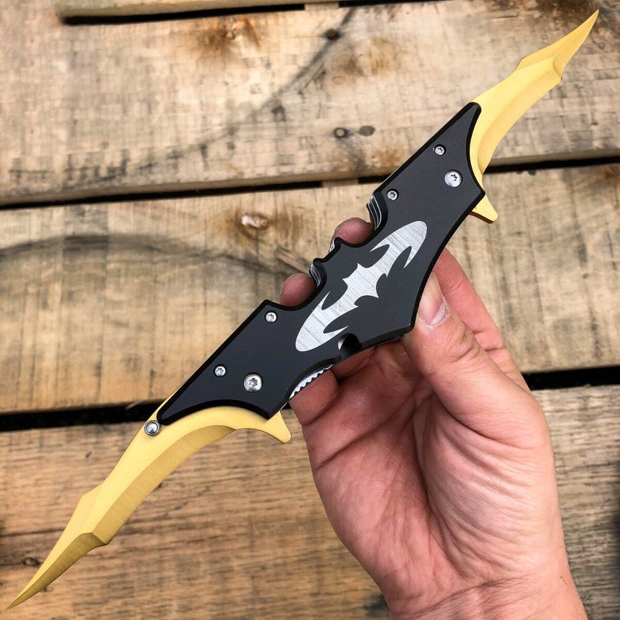 11.5 Batman Tactical Knife Spring Assisted Folding Blade Pocket Dark ...