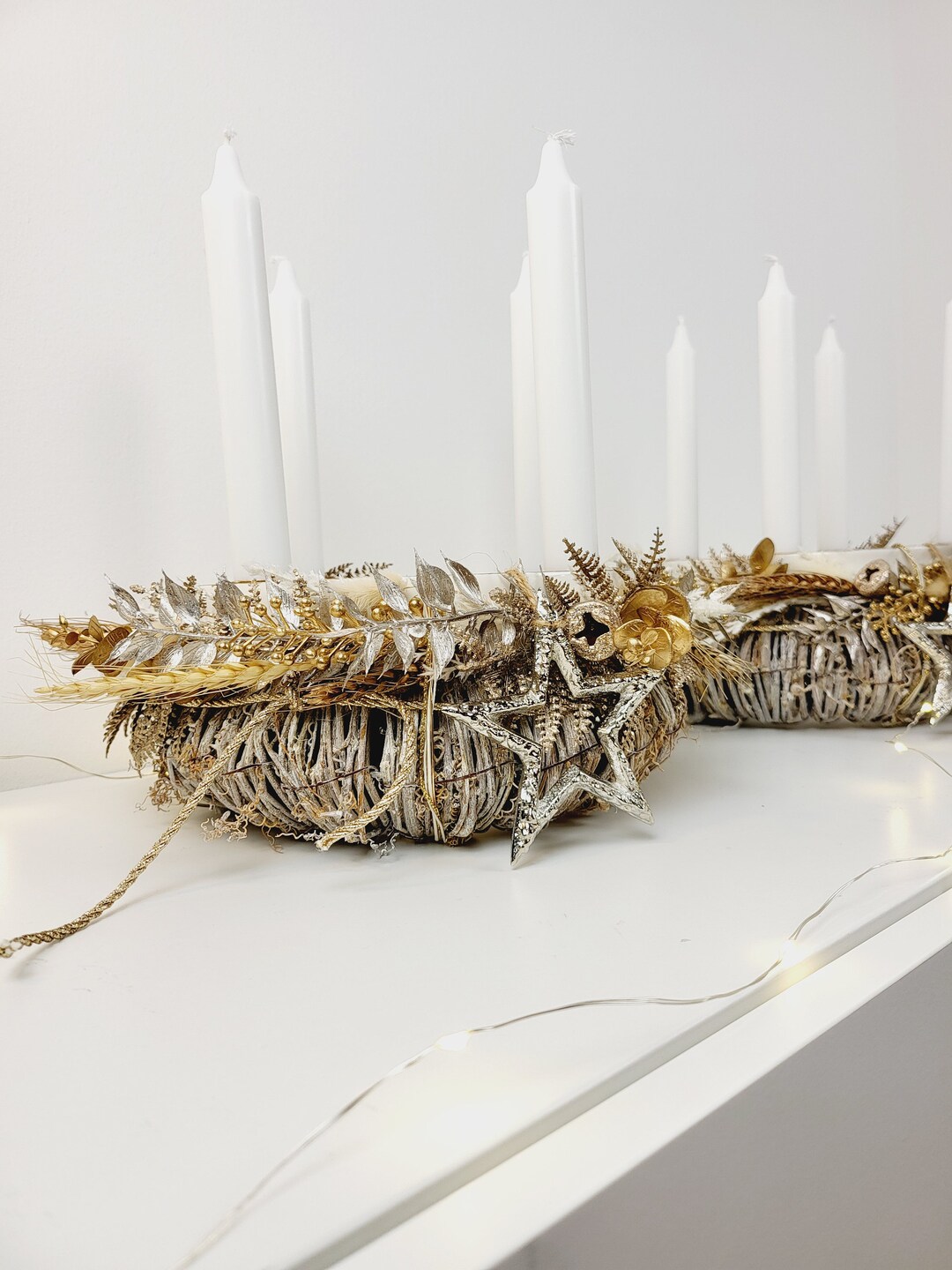 Advent Wreath Dried Flowers, Artificial Advent Wreath, Vine Wreath ...