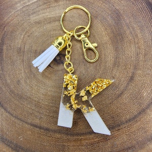 Personalized Custom Handmade Resin Gold Letter Keychain | Keyring Gift ...