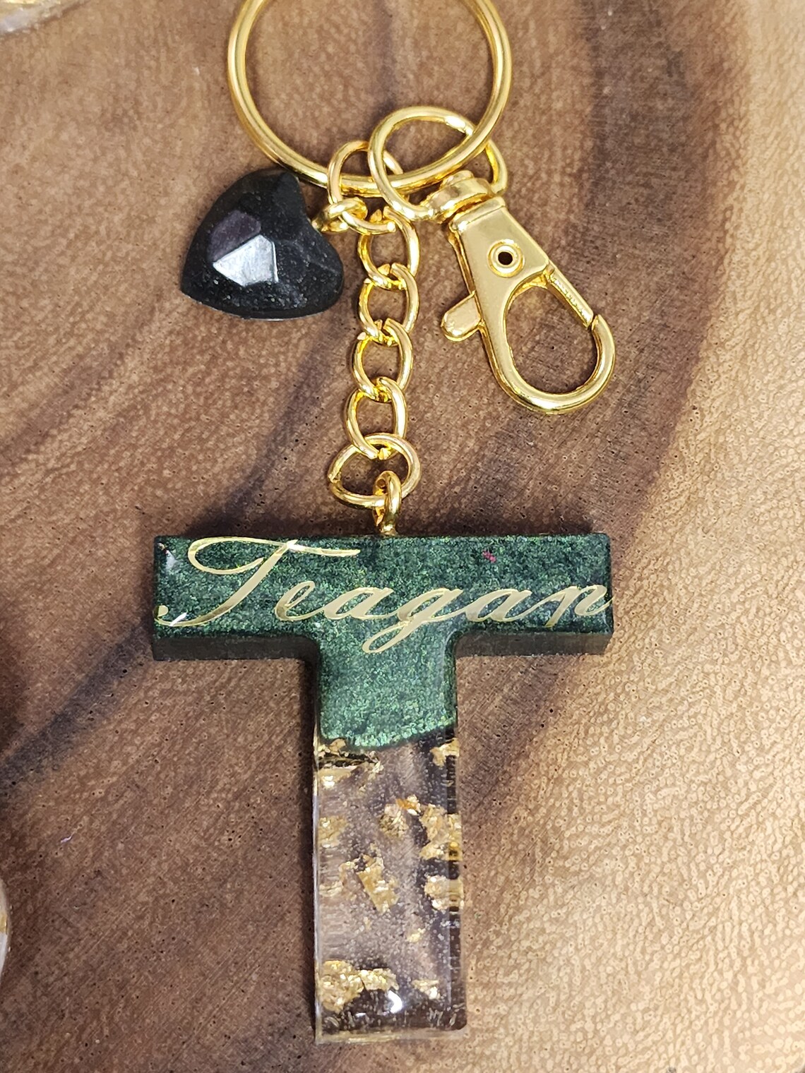 Personalized Resin Letter Keychain – Custom Initial Keychain With Green ...