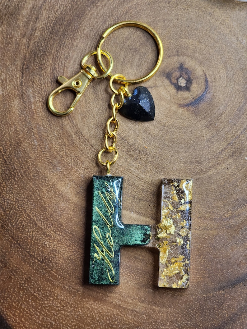 Personalized Custom Handmade Resin Letter Gold / Green - Etsy