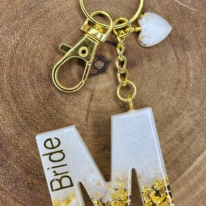 Personalized Custom Handmade Resin Gold Letter Keychain | Keyring Gift ...