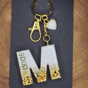 Personalized Custom Handmade Resin Gold Letter Keychain | Keyring Gift ...