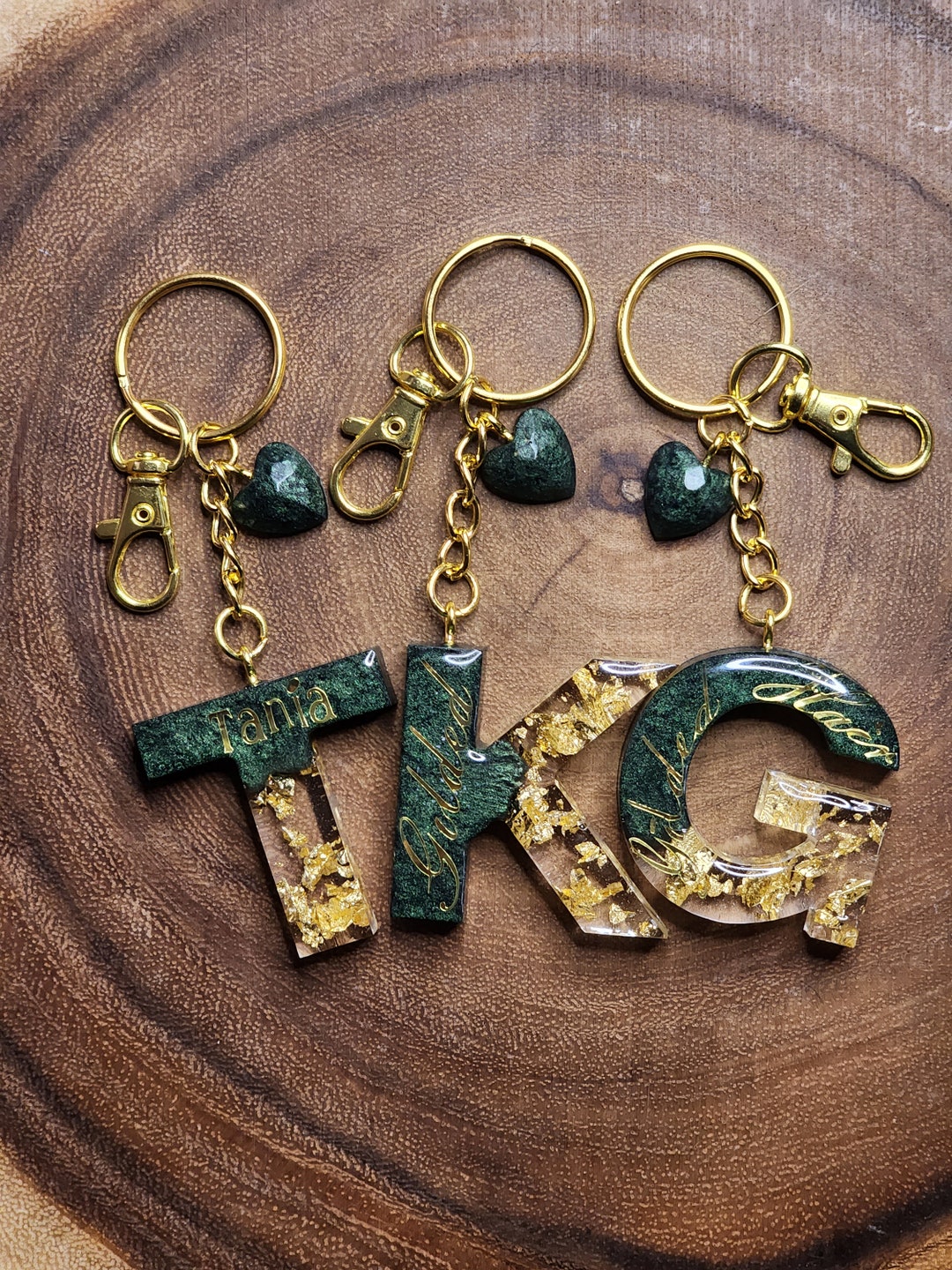 Personalized Resin Letter Keychain – Custom Initial Keychain With Green ...