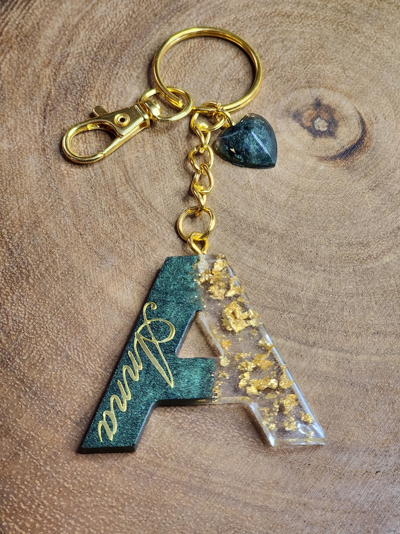 Personalized Custom Handmade Resin Letter Gold / Green - Etsy