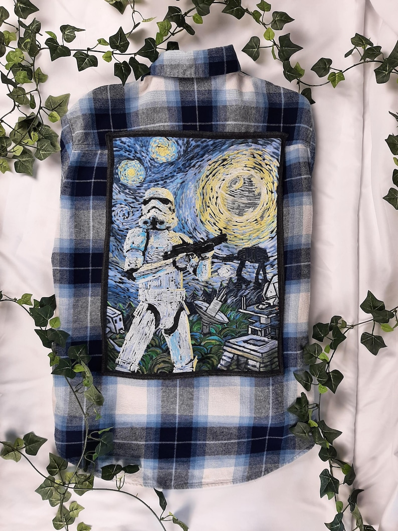 Starry Night Stormtrooper Upcycled Flannel Shirt, Women's S - Etsy