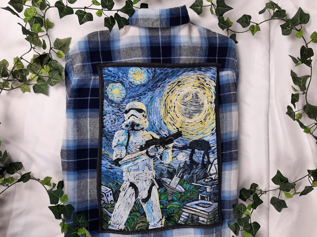Starry Night Stormtrooper Upcycled Flannel Shirt, Women's S - Etsy