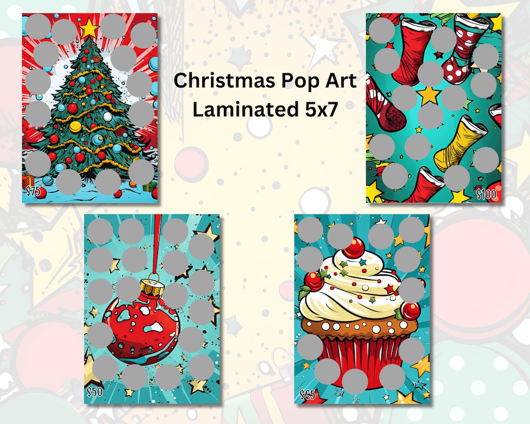Christmas Pop Art Laminated 5x7 Savings Scratch Off - Etsy
