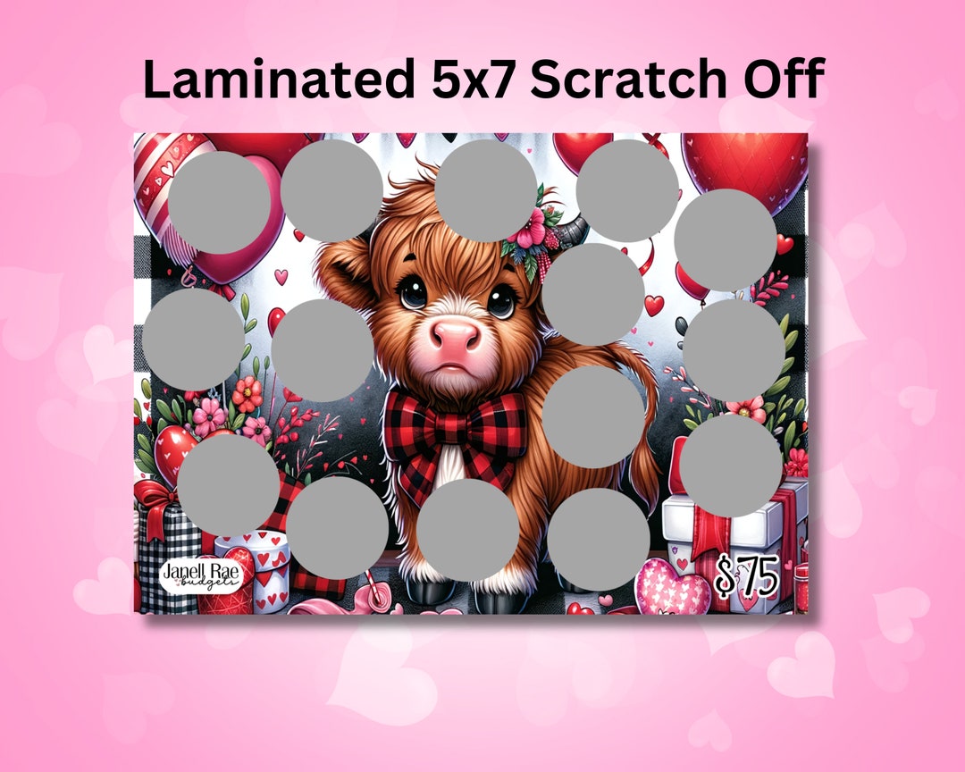 Highland Cow Valentine Laminated 5x7 Savings Scratch Off - Etsy