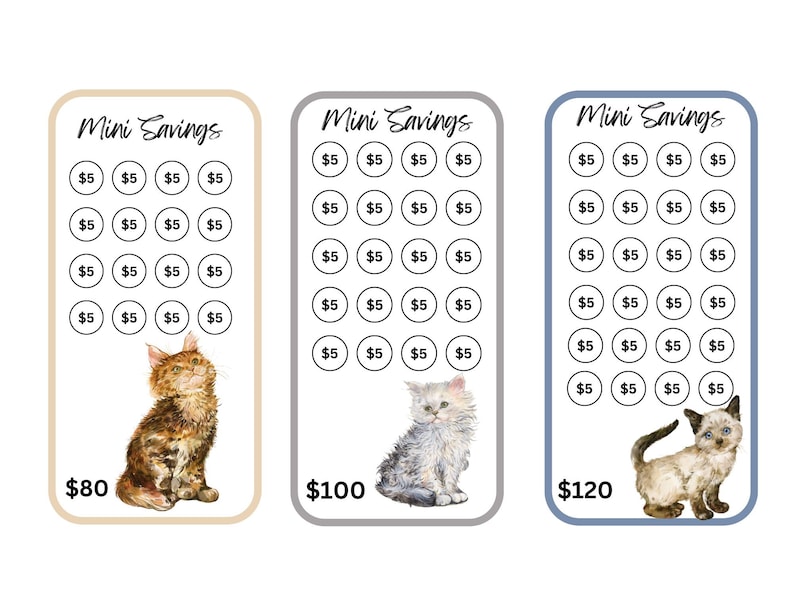 Cats Mini Savings Challenge Digital Download - Etsy