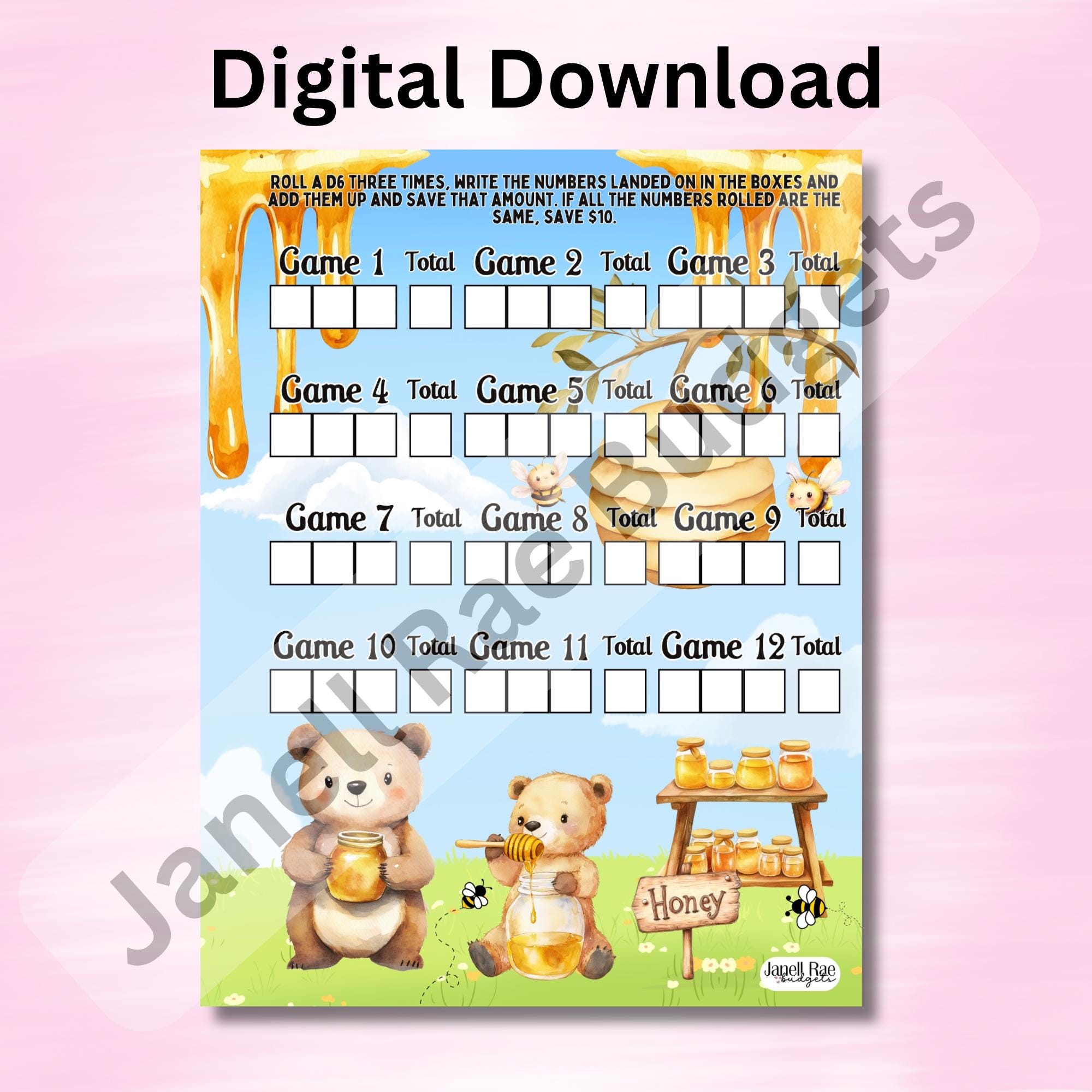 Honey Bear Dice Game | Digital Download - Etsy