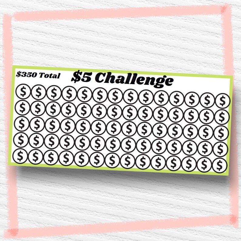 5 Dollar Savings Challenge Tracker | Digital Download - Etsy