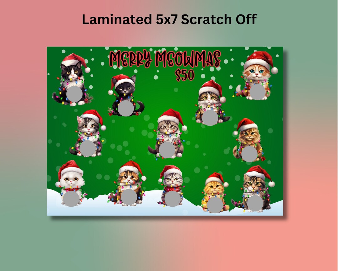 Merry Meowmas Laminated 5x7 Savings Scratch Off - Etsy