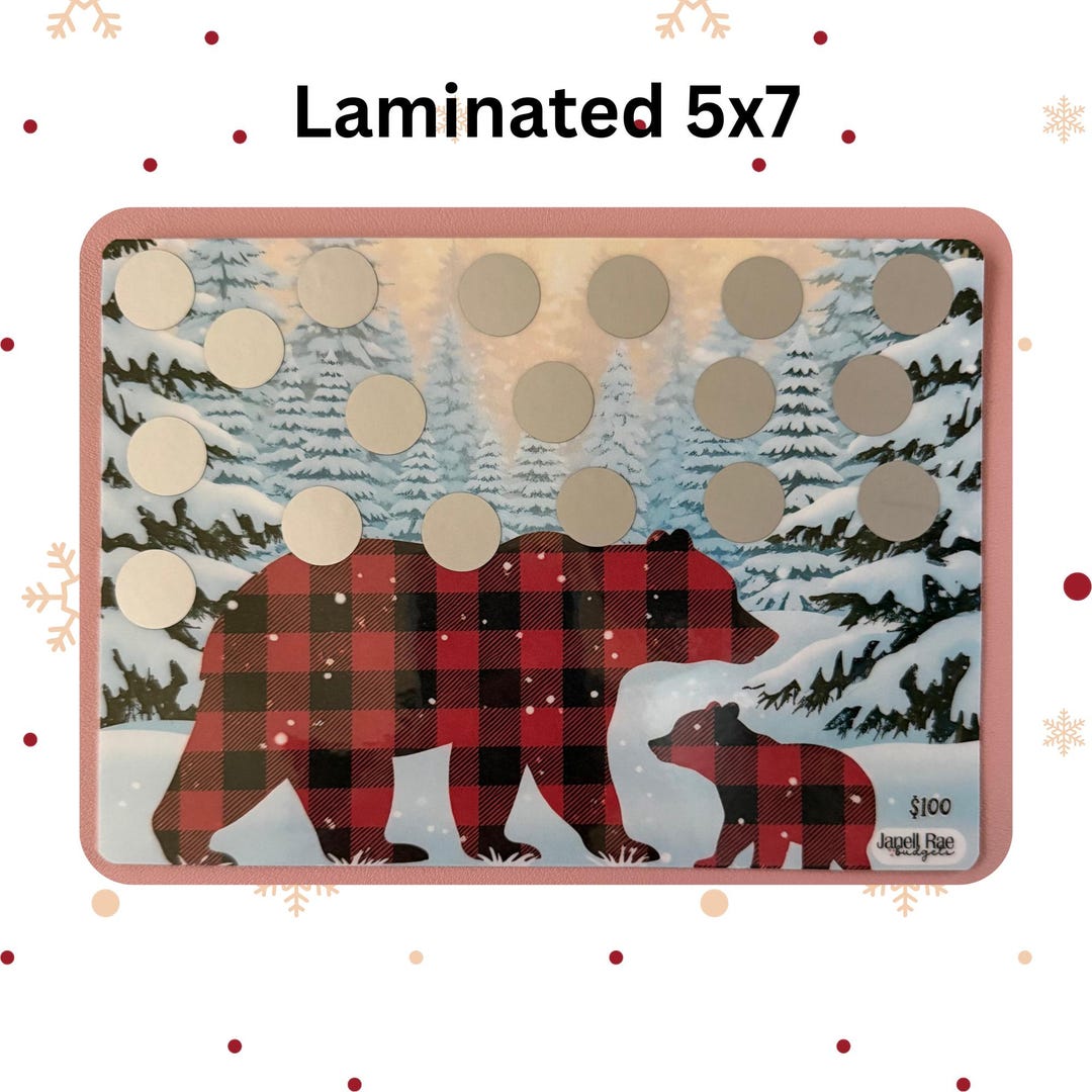 Mama Bear Buffalo Plaid Laminated 5x7 Savings Scratch Off - Etsy