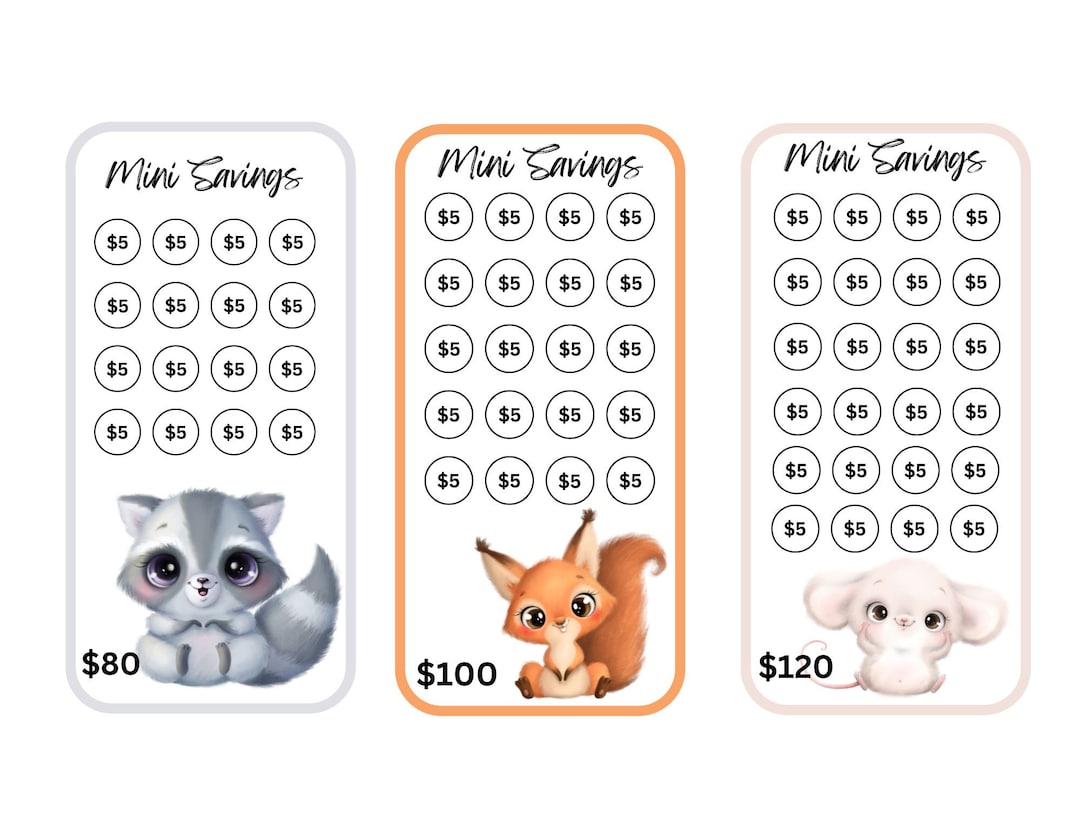 Woodland Creature Mini Savings Challenge | Digital Download - Etsy