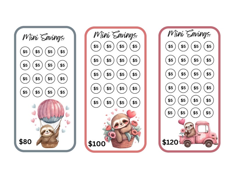 Sloth Mini Savings Challenge | Digital Download - Etsy