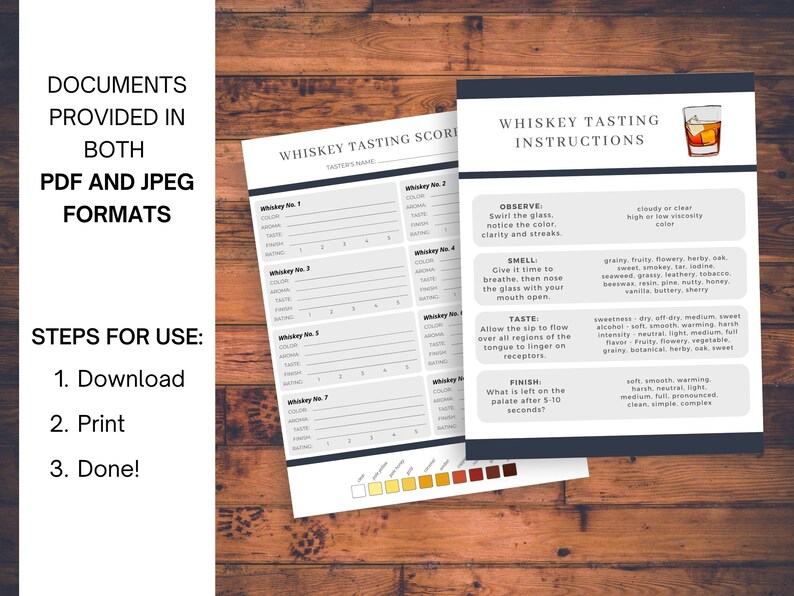 Whiskey Tasting Sheet, Whiskey Night, Whiskey Tasting Scoresheet ...