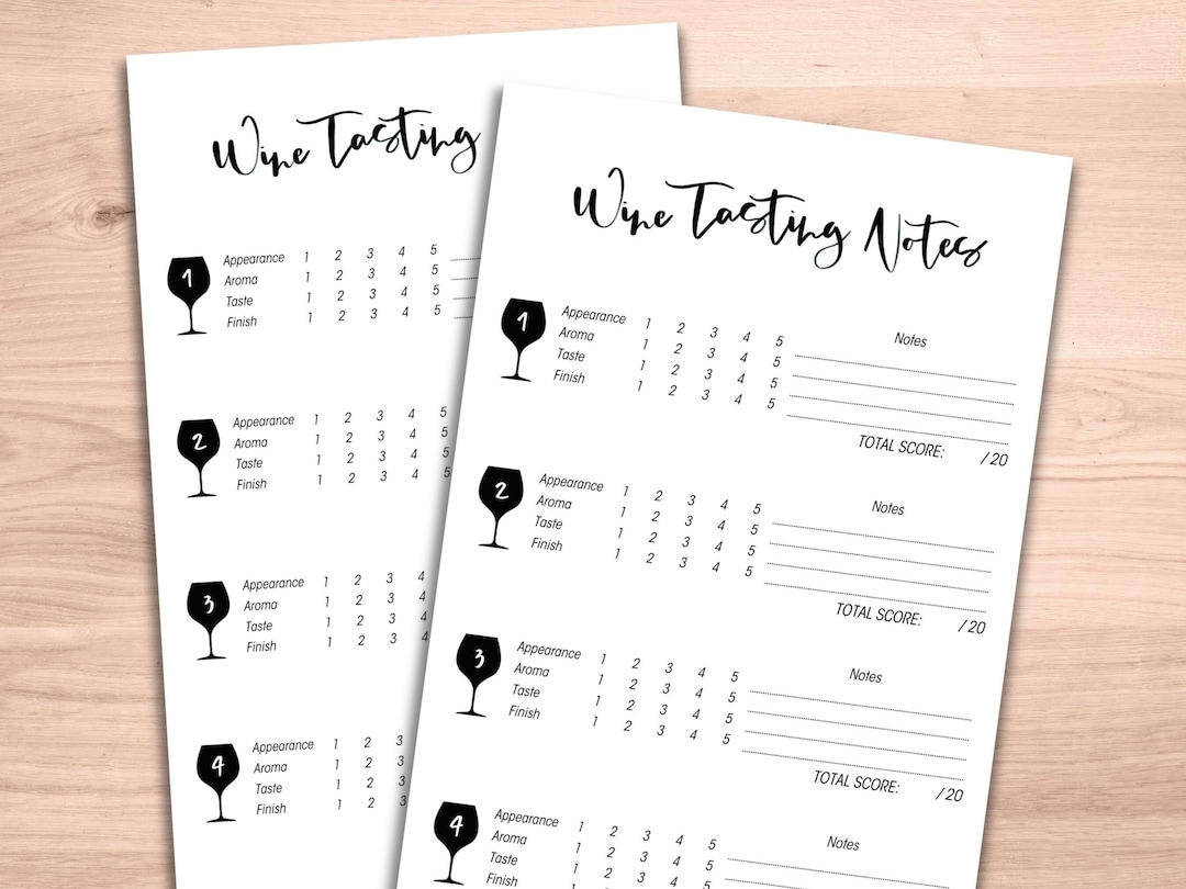 Printable Wine Tasting Notes, Wine Tasting Scorecard, Wine Tasting ...