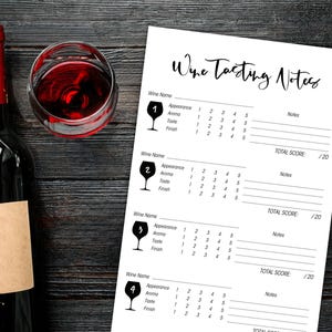 Printable Wine Tasting Notes, Wine Tasting Scorecard, Wine Tasting ...