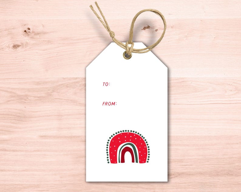 Printable Boho Christmas Gift Tag, Boho Gift Tag, Kids Christmas Party ...