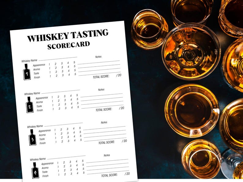 Printable Whiskey Tasting Notes, Whiskey Tasting Scorecard, Whiskey ...