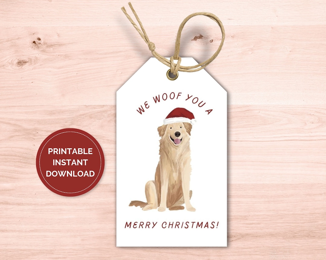 Printable Merry Christmas Gift Tag, Dog Gift Tag, Kids Christmas Party ...