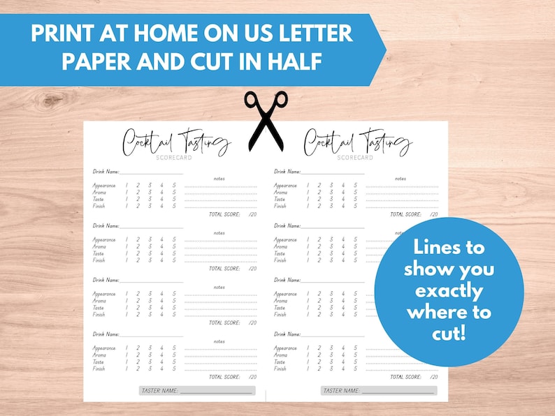 Printable Cocktail Tasting Sheet, Drink Tasting Game for Parties ...