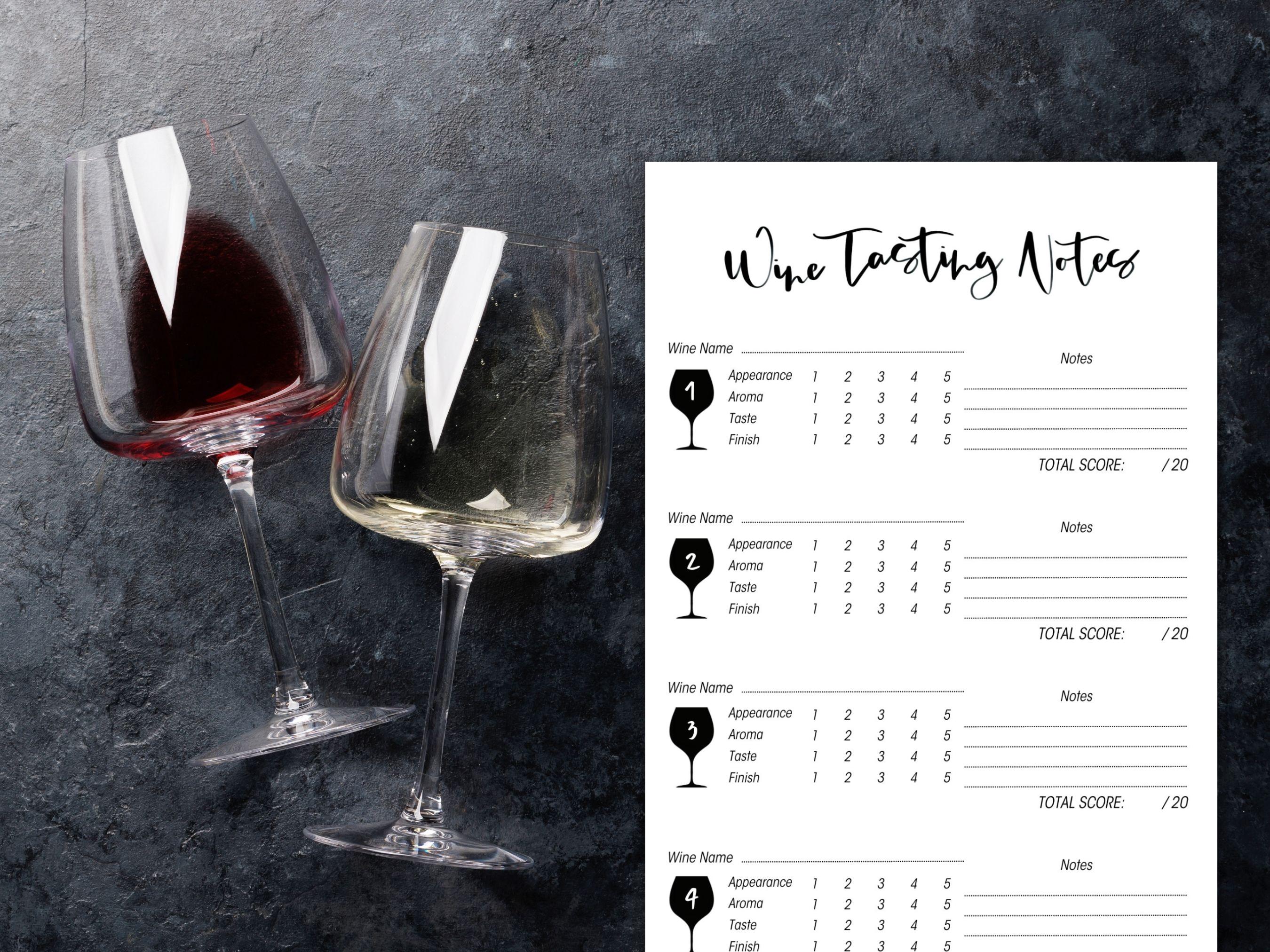 Printable Wine Tasting Notes, Wine Tasting Scorecard, Wine Tasting ...