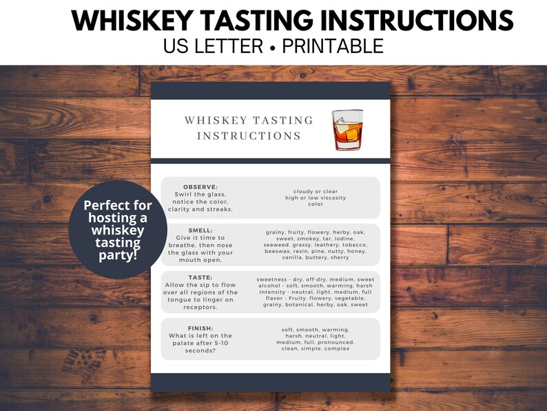Whiskey Tasting Sheet, Whiskey Night, Whiskey Tasting Scoresheet ...