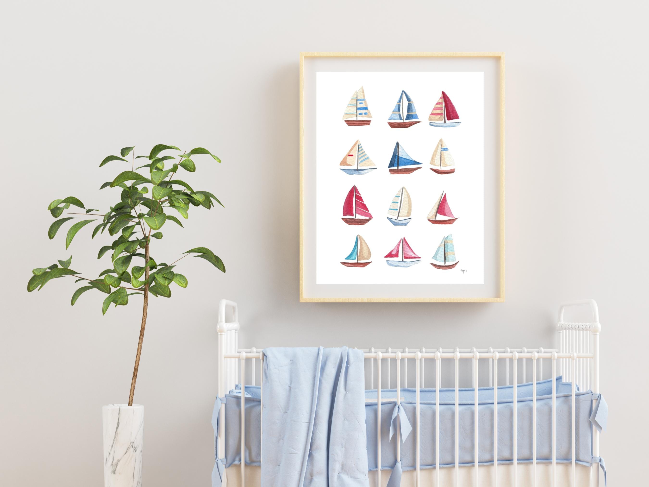 Sailboat Art Print, Nautical Decor, Watercolor Sailboat, Nursery Wall ...