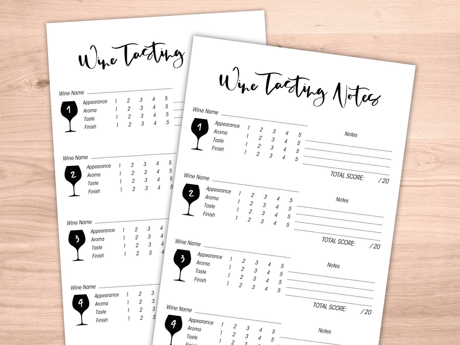 Printable Wine Tasting Notes, Wine Tasting Scorecard, Wine Tasting ...