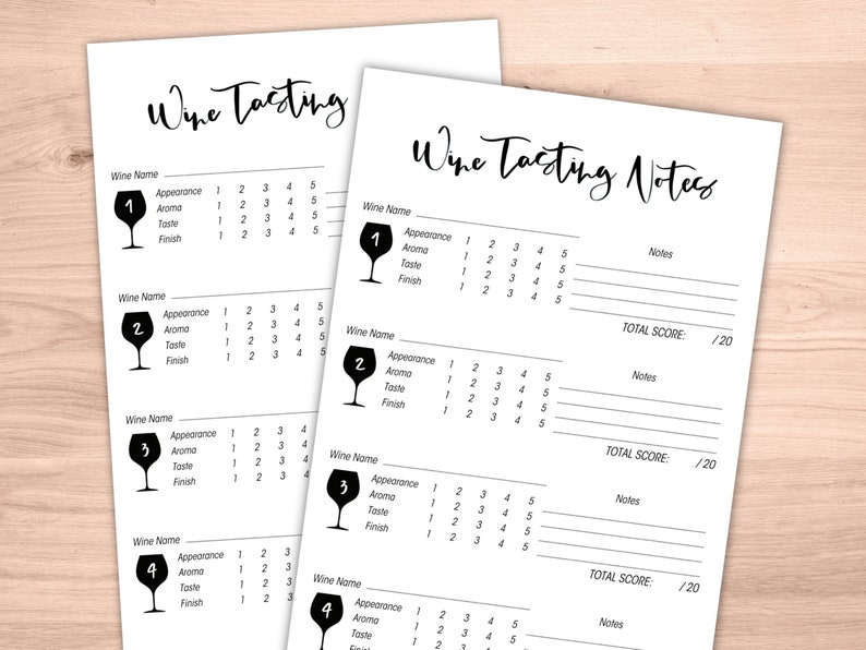 Printable Wine Tasting Notes, Wine Tasting Scorecard, Wine Tasting ...