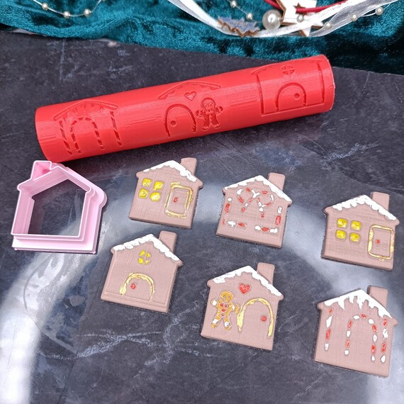 Gingerbread House Texture Roller and Cutter Set - Etsy