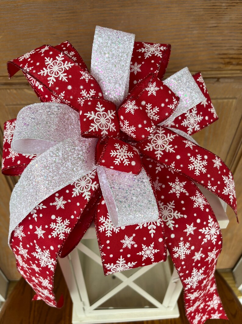 Christmas Bow, Snowflake Bow, Christmas Wreath Bow, Christmas Lantern ...