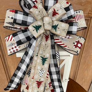 Christmas Bow, Buffalo Check Bow, Christmas Trees Bow, Leopard Print ...