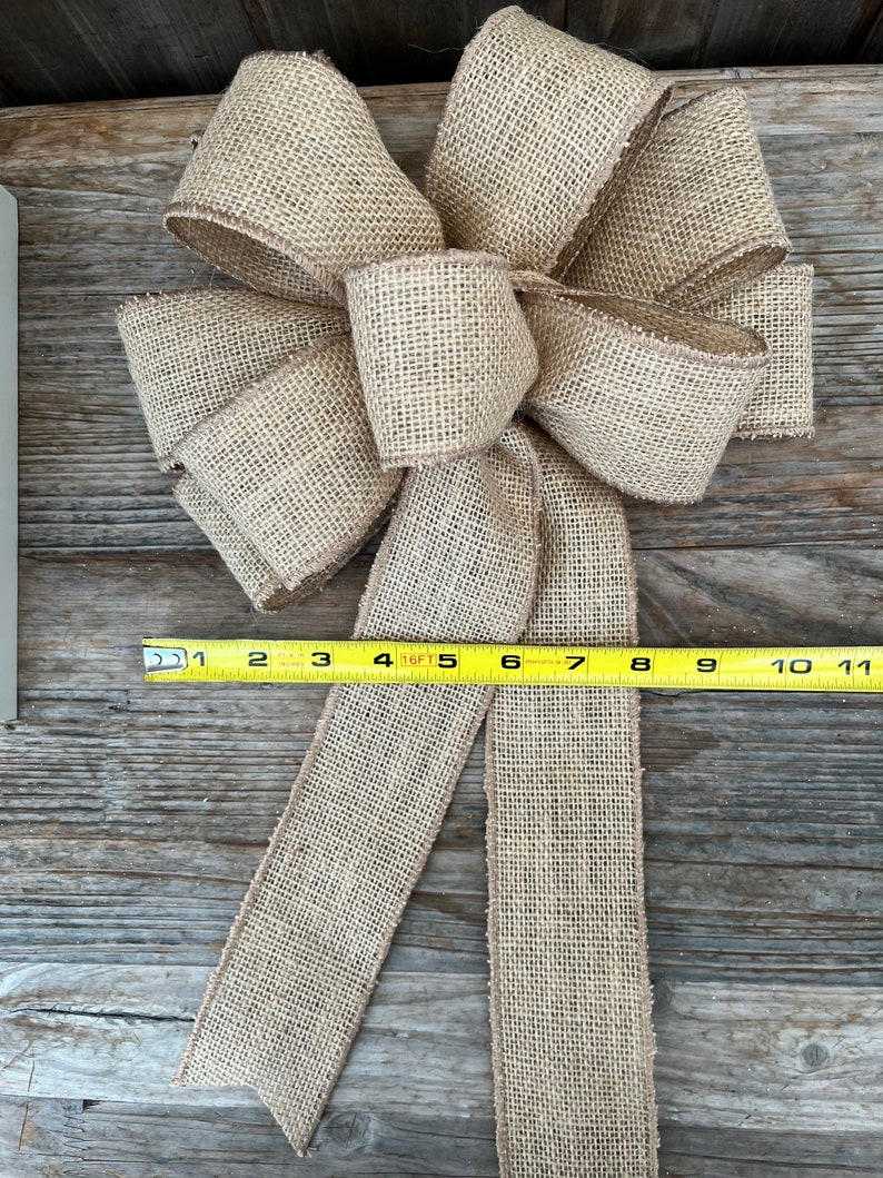 Burlap Bow, Burlap Christmas Bow, Natural Christmas Bow, Farmhouse Bow ...