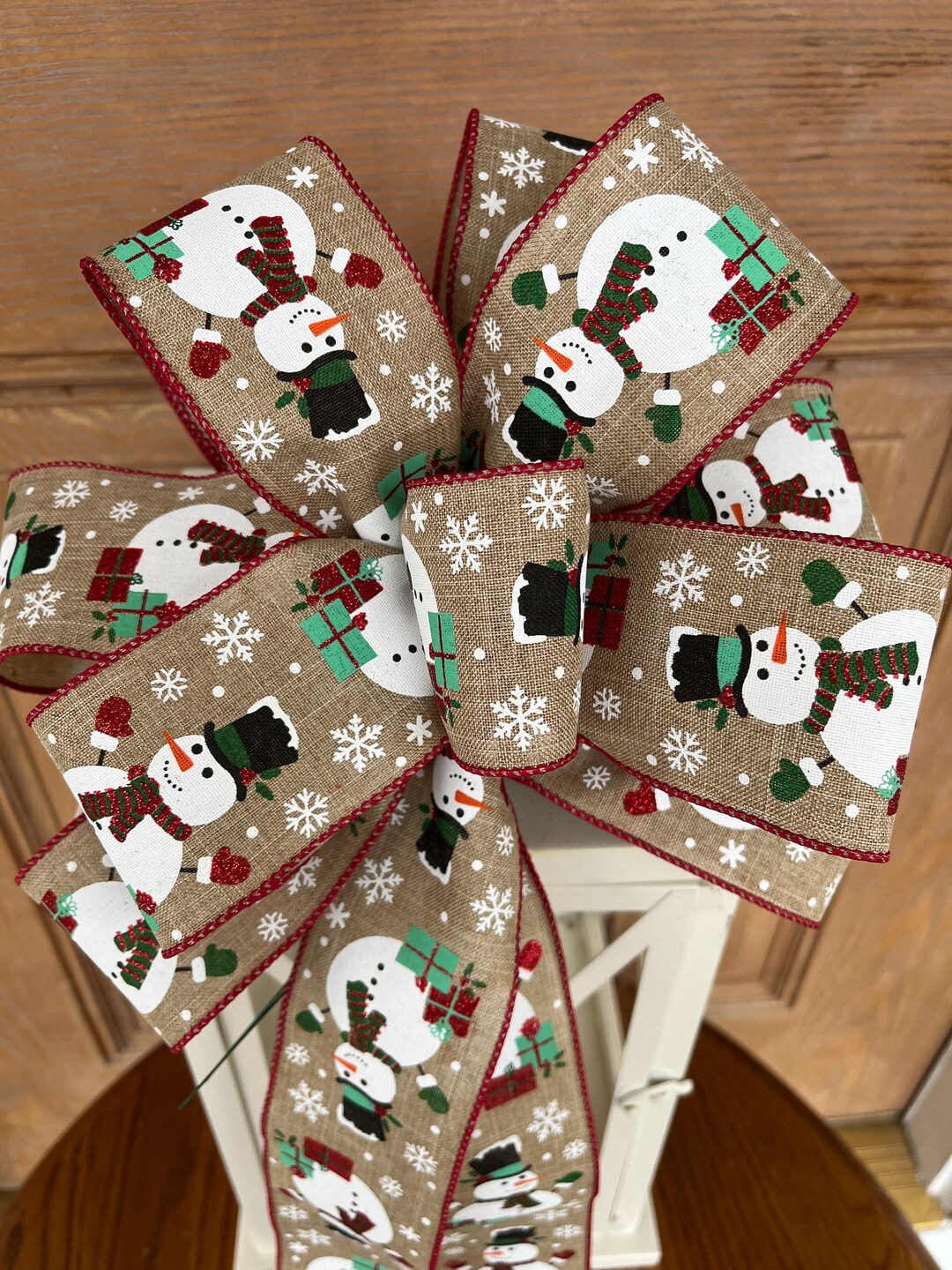 Snowman Bow, Christmas Bow, Snowman Wreath Bow, Christmas Wreath Bow ...