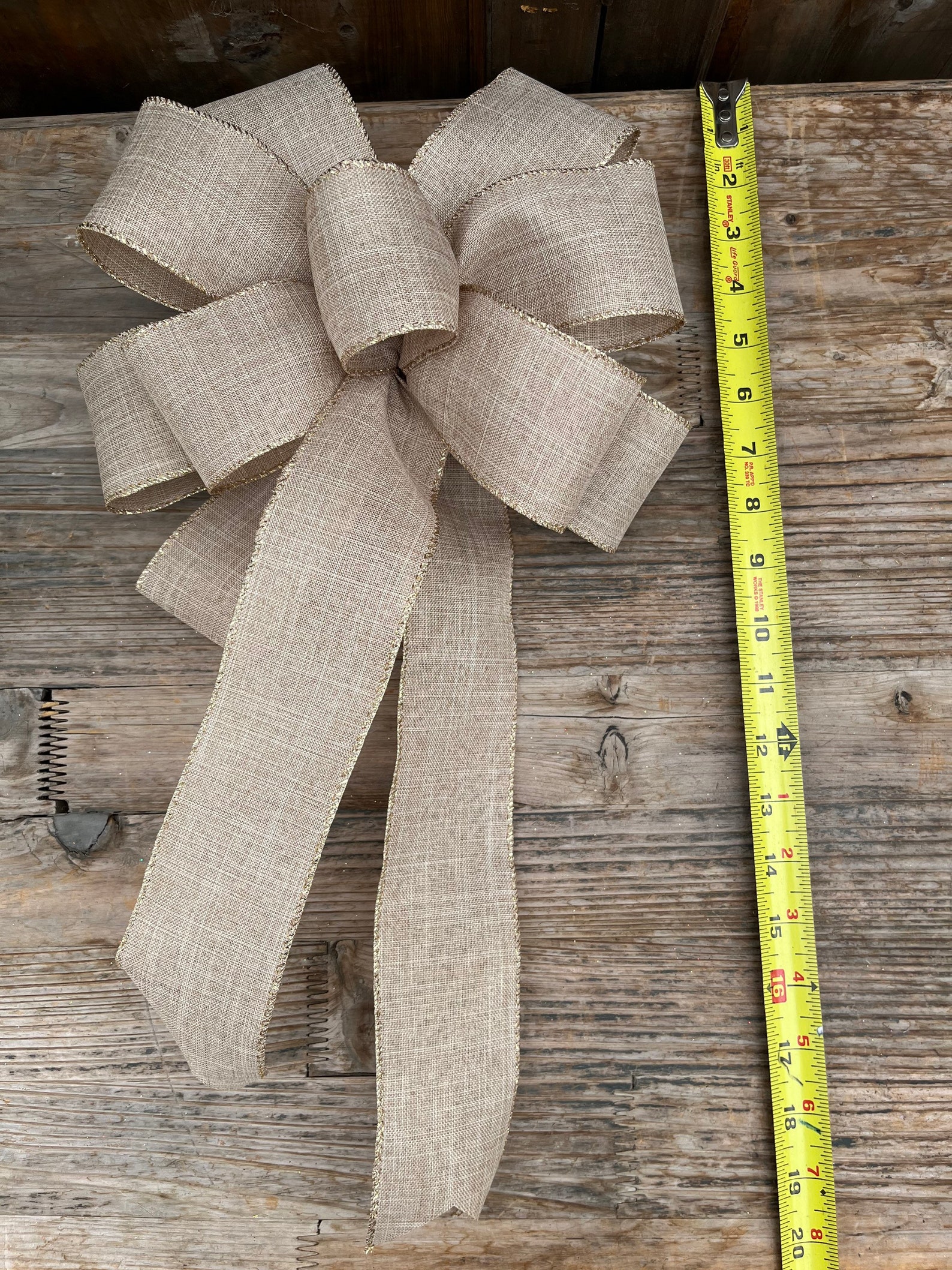 Linen Bow, Natural Bow, Natural Christmas Bow, Wreath Bow, Lantern Bow ...