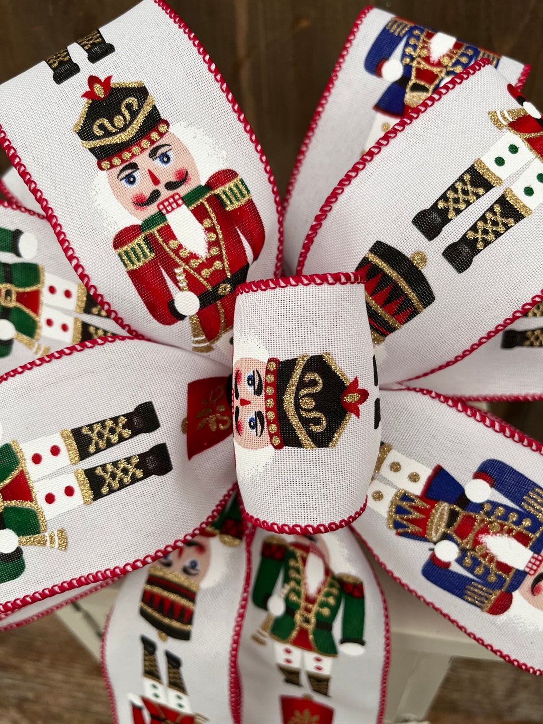 Nutcracker Bow, Wooden Soldier Bow, Nutcracker Christmas Bow, Christmas Wreath Bow, Christmas ...