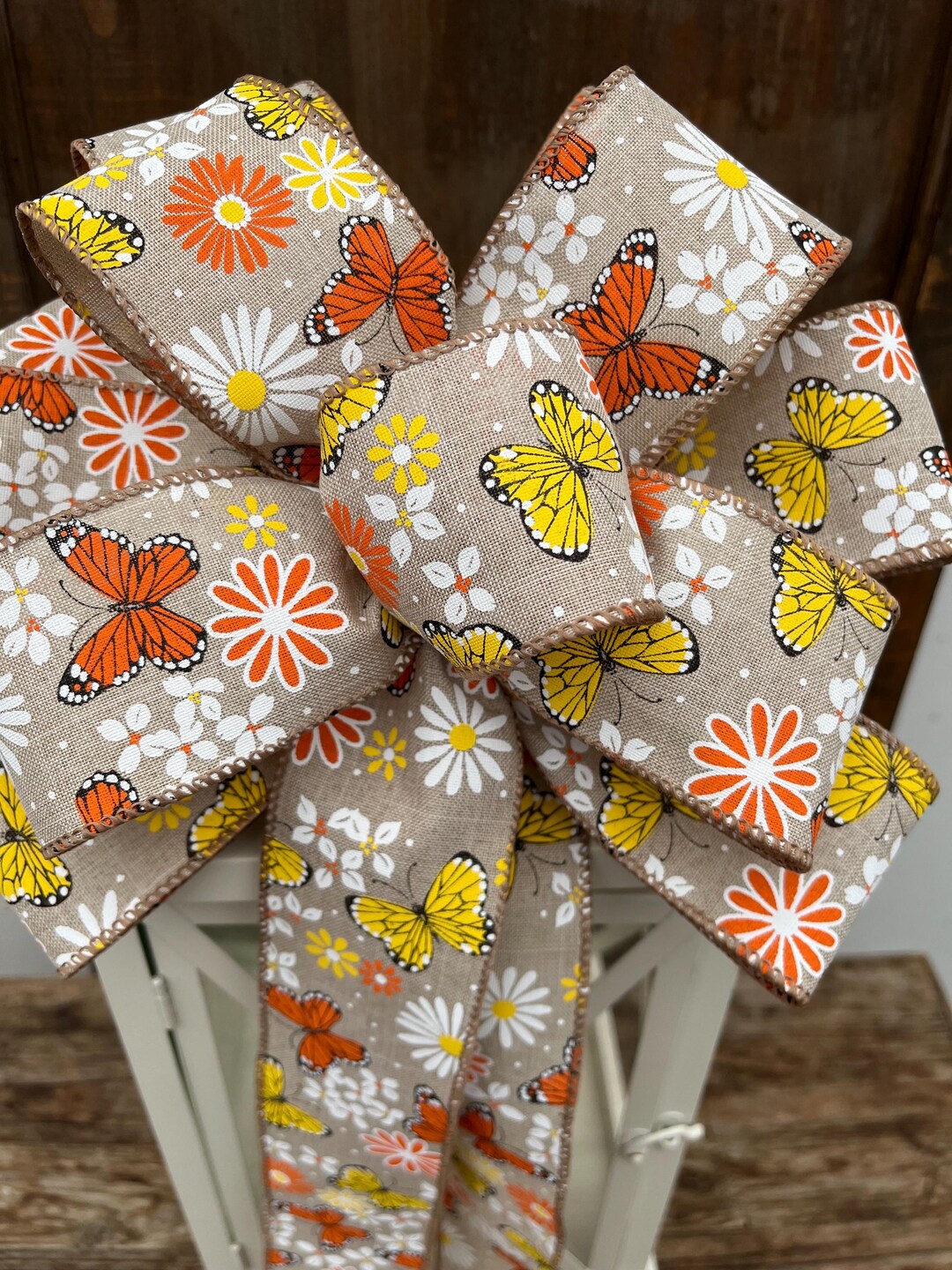 Butterfly Bow, Monarch Butterfly Wreath Bow, Spring Butterfly Lantern ...