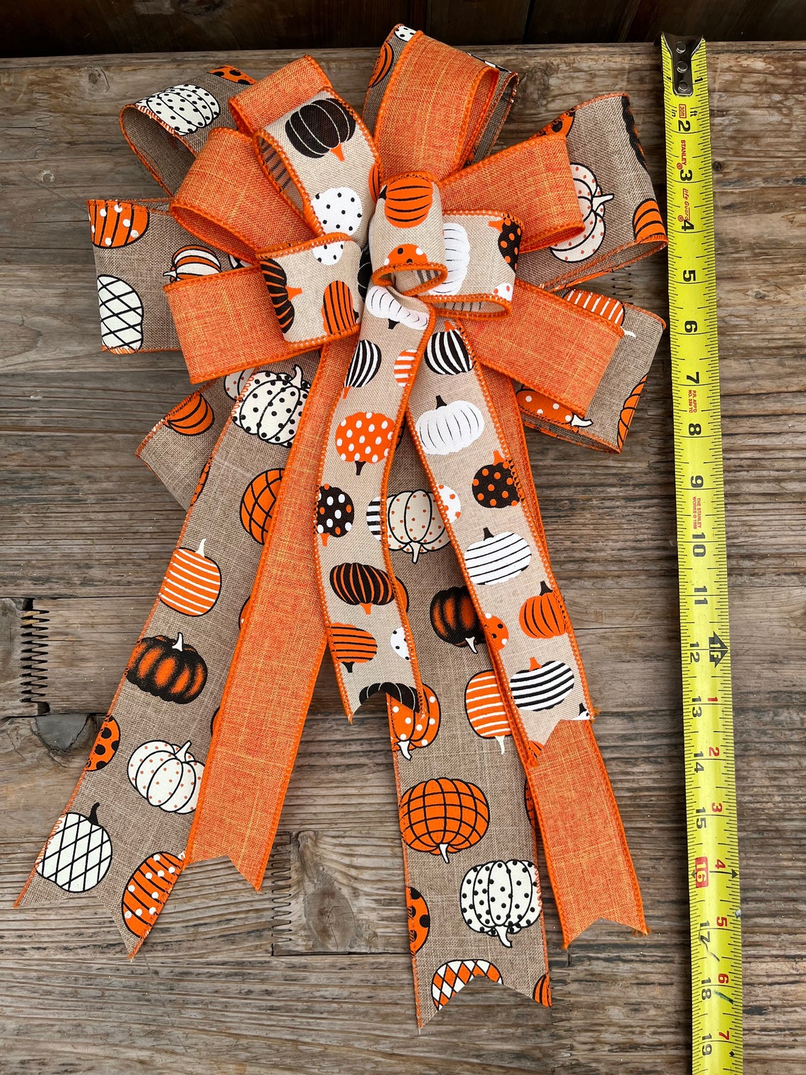 Fall Bow, Pumpkins Bow, Orange Bow, Painted Pumpkins Bow, Fall Wreath ...