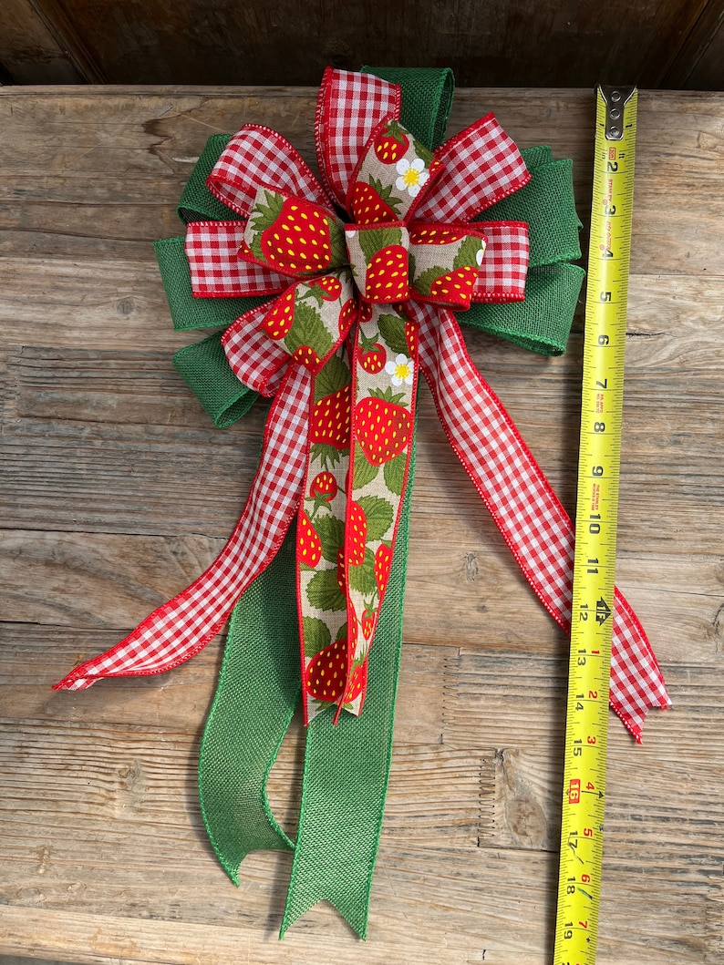 Strawberry Bow, Summer Wreath Bow, Summer Strawberry Bow, Summer ...