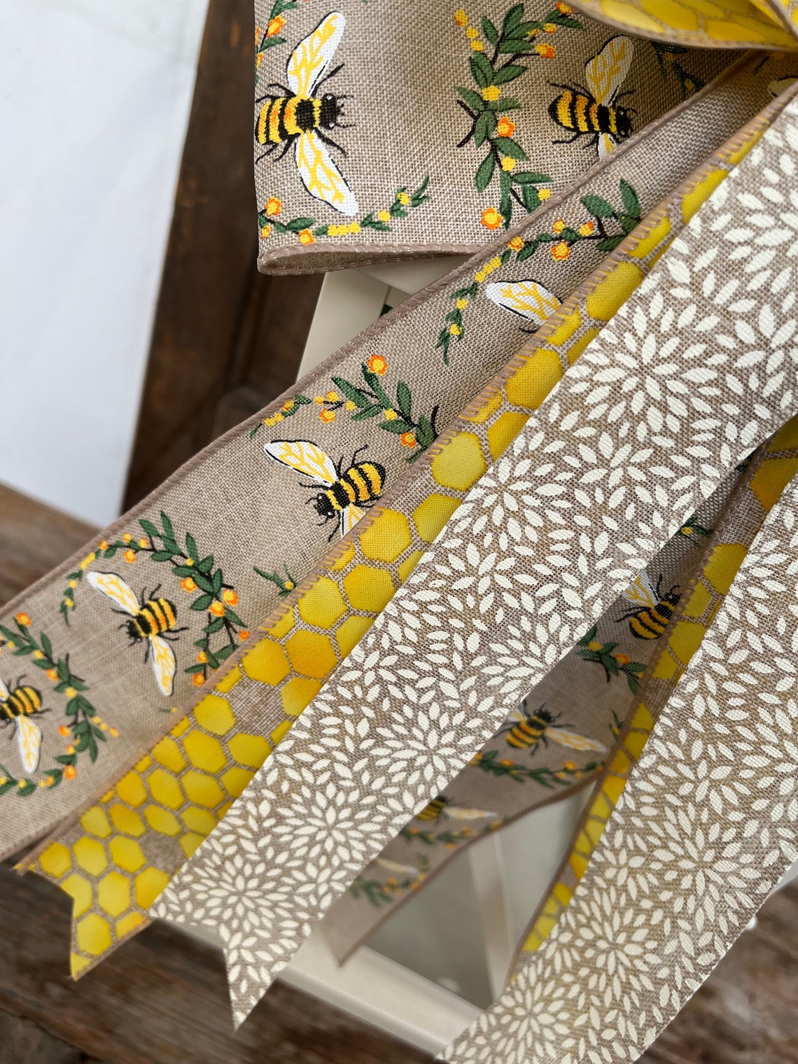Bee Bow, Summer Bee Bow, Bees and Honey Bow, Bee Ribbon, Black and ...